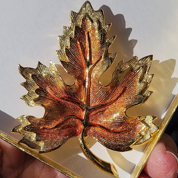Avon | Jewelry | Vtg Large Avon Solar Gold Toned Maple Leaf Brooch ...